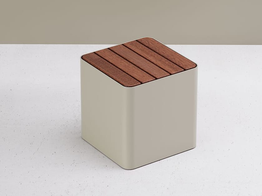 CUBIK Steel and wood outdoor chair By DIMCAR | design Gibillero Design