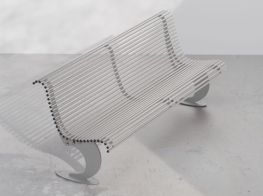 LUXE Galvanized steel bench with back By DIMCAR