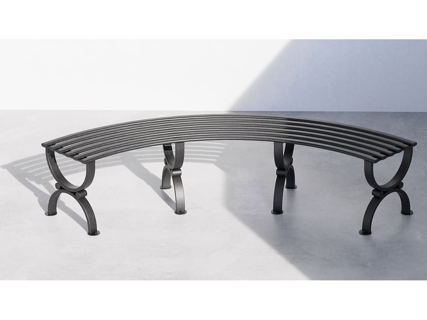 SIRIS Classic style Curved Modular backless metal bench By DIMCAR