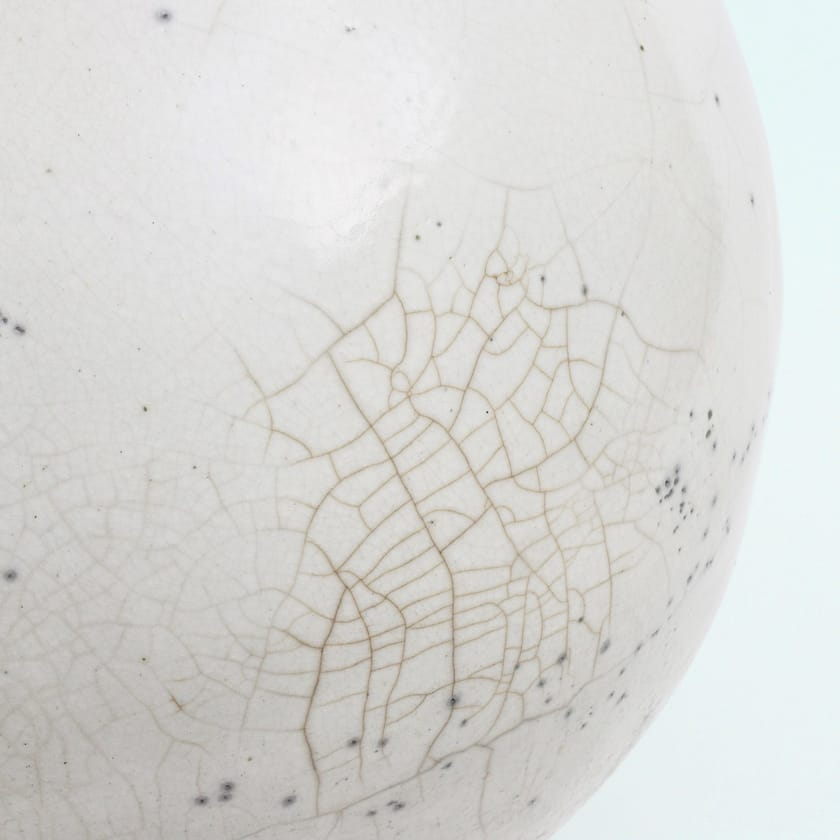 Raku white crackle ceramic vase DOME By Laabmilano