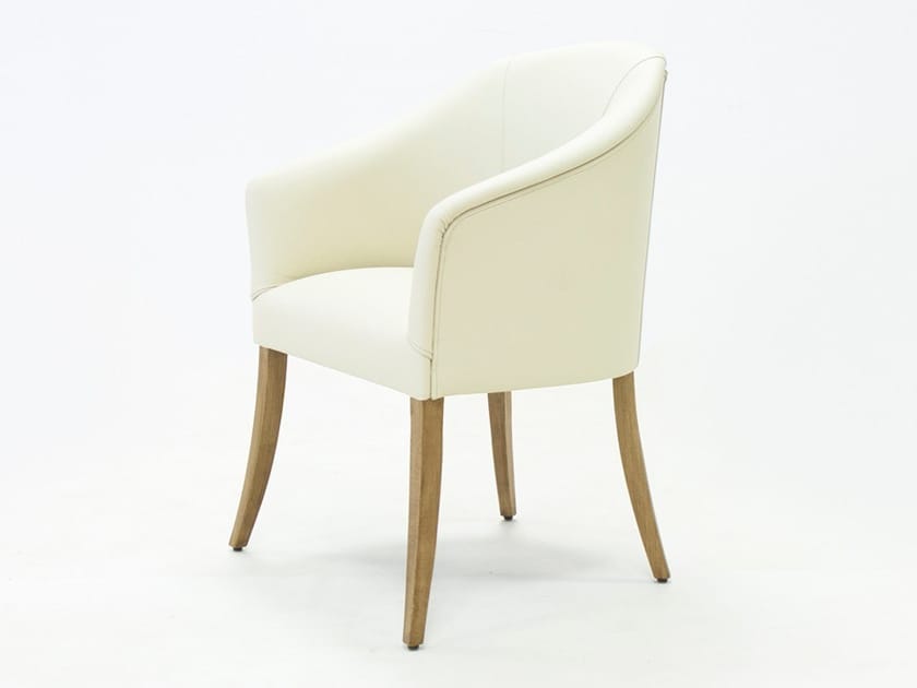 Upholstered leather chair with armrests DOR ORIGINS By Crearte Collections