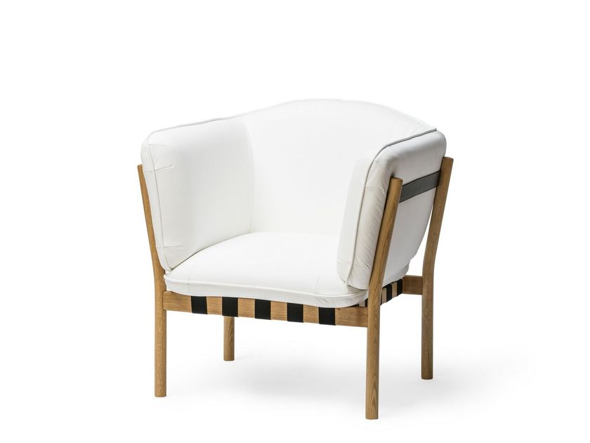 DOWEL Leather armchair with armrests By TON | design Lime Studio