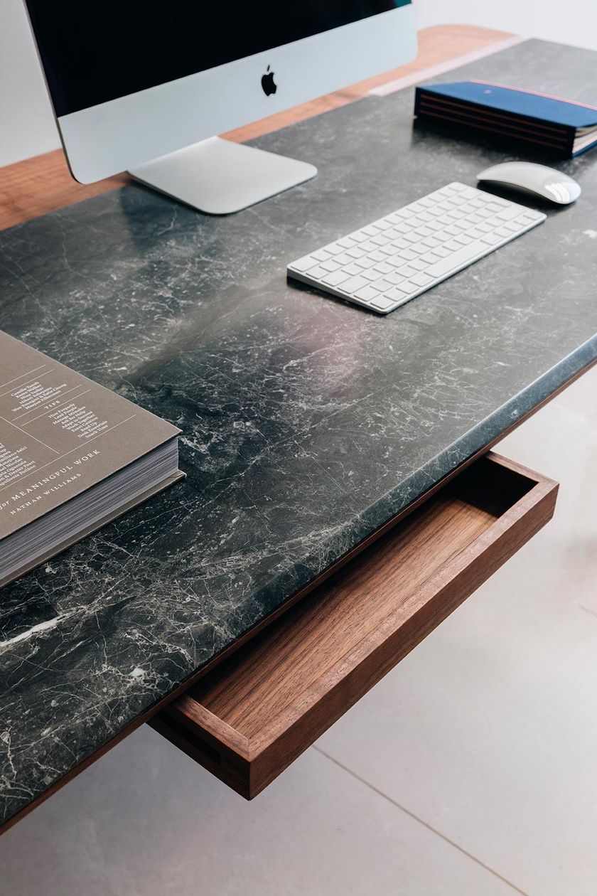 DRAFT DESK SPIDER GREY Desk in marble and wood with drawers By Maami ...