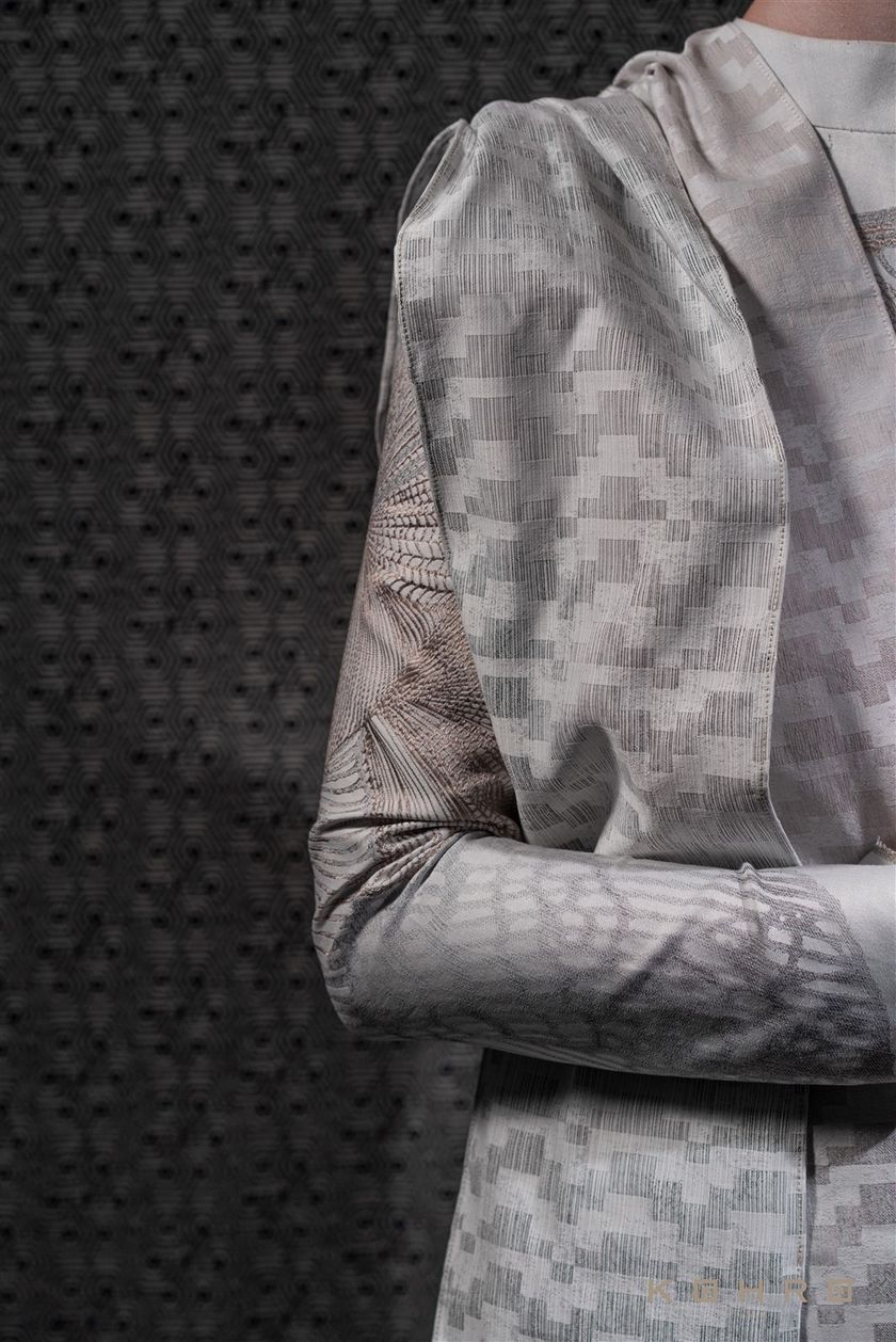 Tessuto in poliestere con motivi grafici DRAGOMIROFF Collezione A gong ...