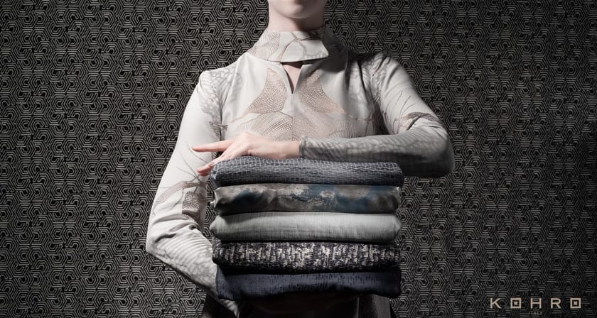 Tessuto in poliestere con motivi grafici DRAGOMIROFF Collezione A gong ...