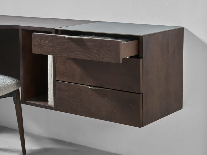 DRIFT Horizontal oak wall cabinet with drawers By District Eight