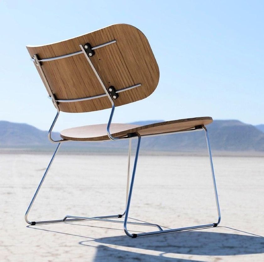 Oak chair and chromed steel frame DURAN By Artu design Alexander Zhukovsky