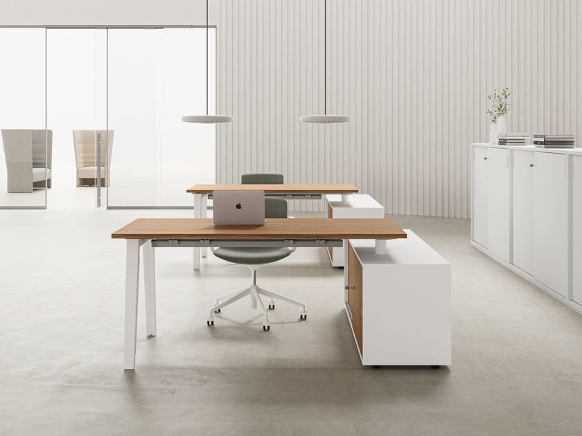 E-PLACE Escritorio de oficina modular en melamina y metal By DVO ...