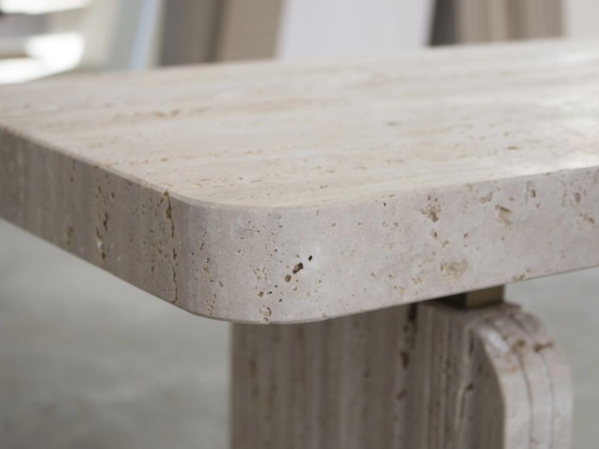 PURE Rectangular travertine console table By Davani | design Melanie Murata