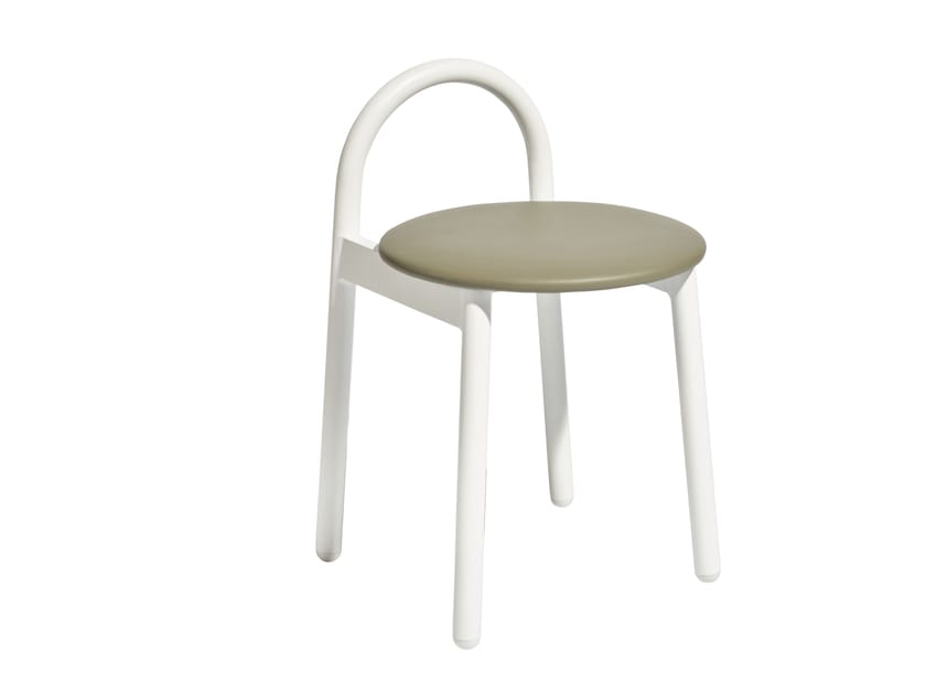 BOBBY Low powder coated steel stool with integrated cushion By ...