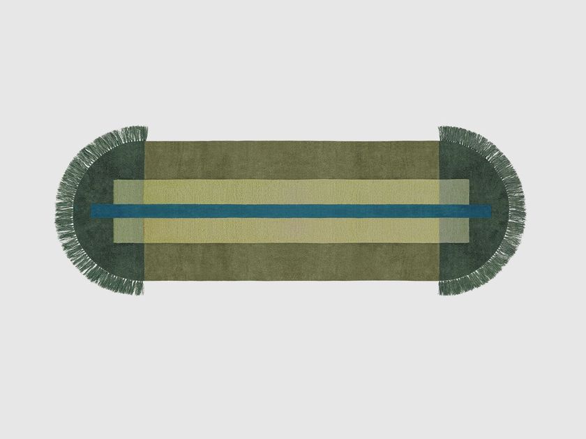 OVERLAY RUNNER LARGE GREEN Wool runner with geometric shapes By ...