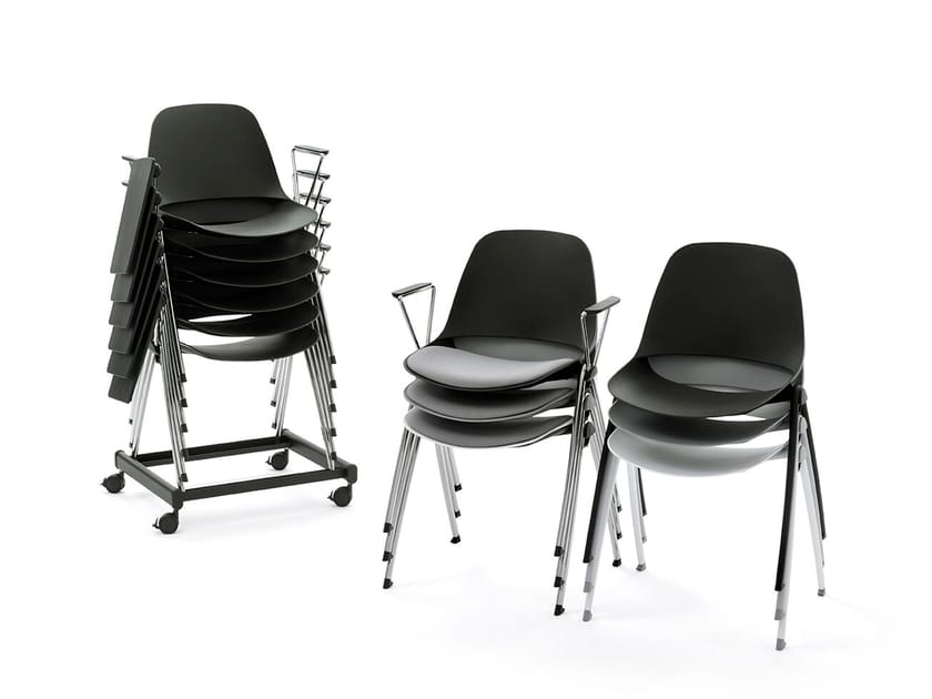 ECLIPSE Stackable chair with armrests By Diemmebi | design Angelo Pinaffo