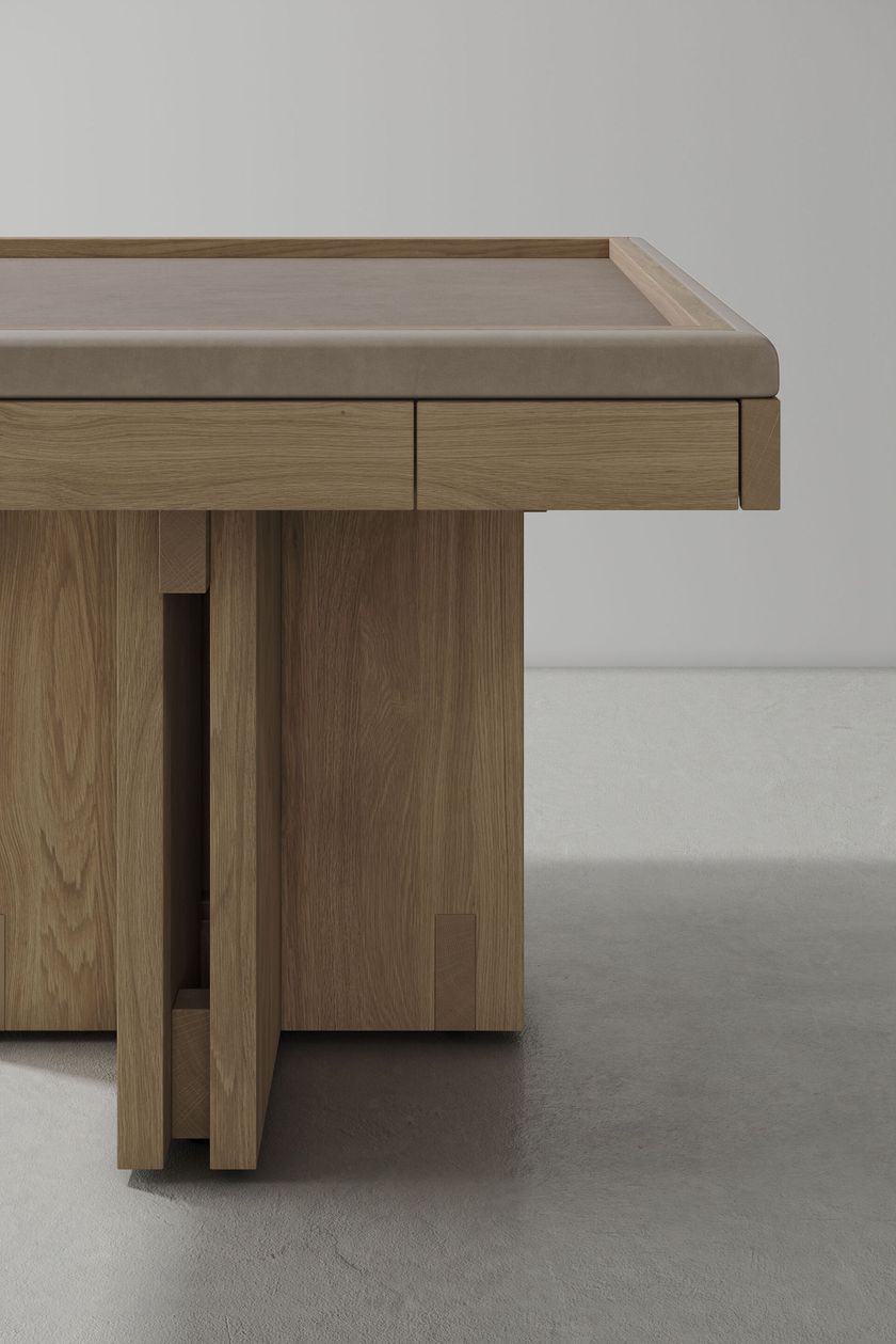 DINH Square oak Mahjong card table By District Eight
