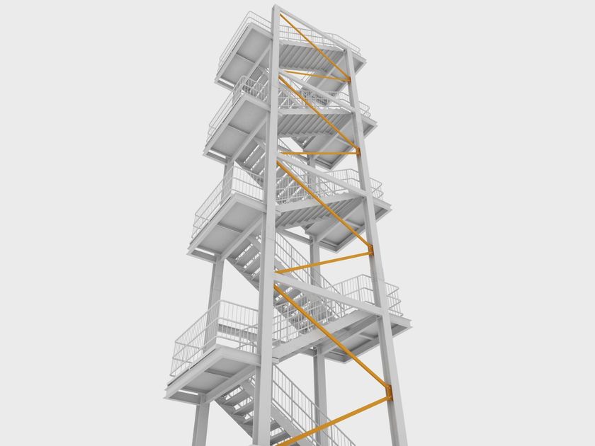 Modular galvanized steel Open staircase EASY STEP By SVELT