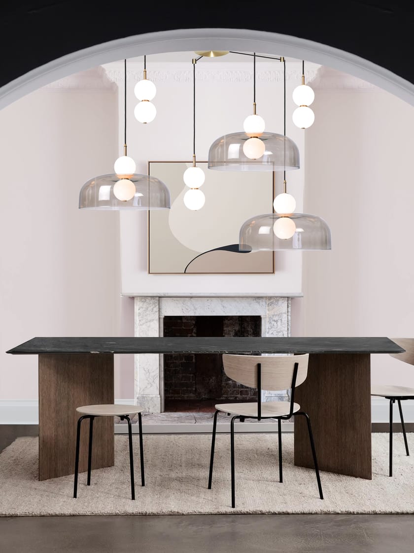 ECHO CLUSTER 6 LED glass and brass chandelier By Marc Wood Studio ...