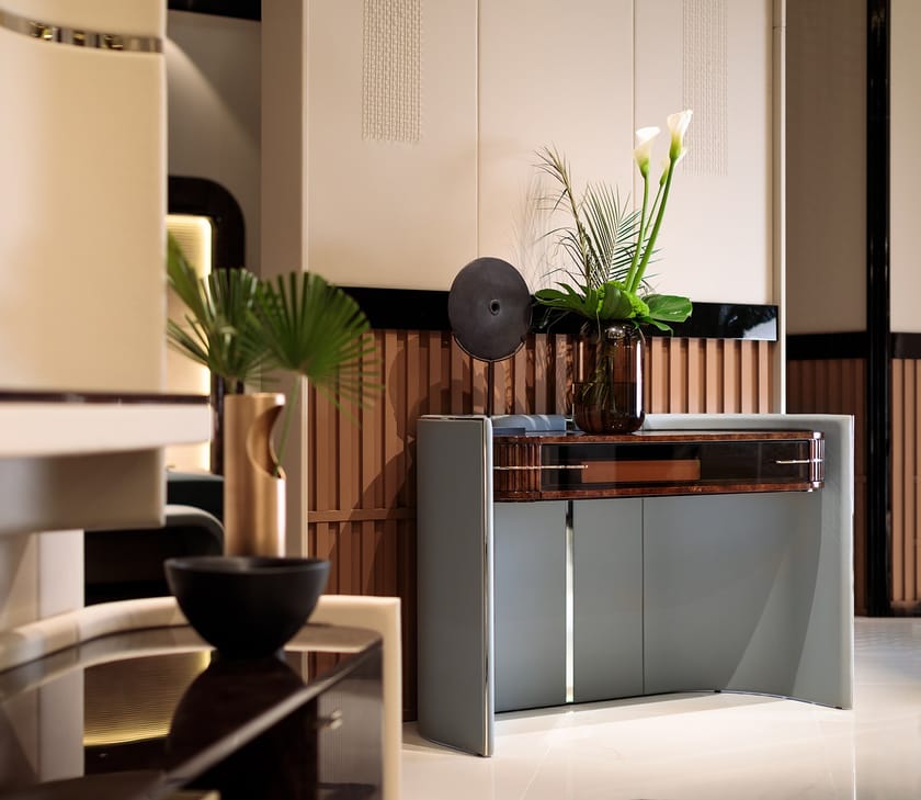 ECLIPSE Rectangular leather console table By Turri | design Andrea Bonini