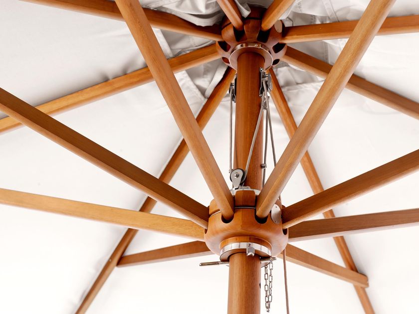 ECLIPSE WOOD Adjustable fabric Garden umbrella By TRIBÙ