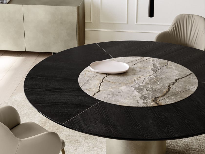 CILINDRO Tavolo rotondo con top in ceramica e legno By EFORMA | design Ollen Pal