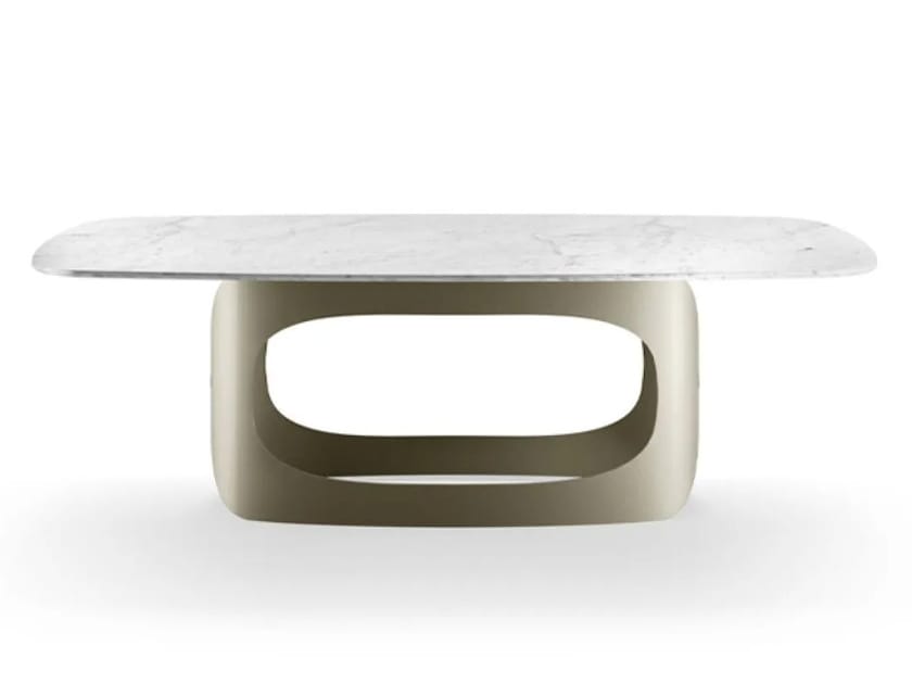 POLIFEMO Table with painted metal base and glossy marble top By EFORMA