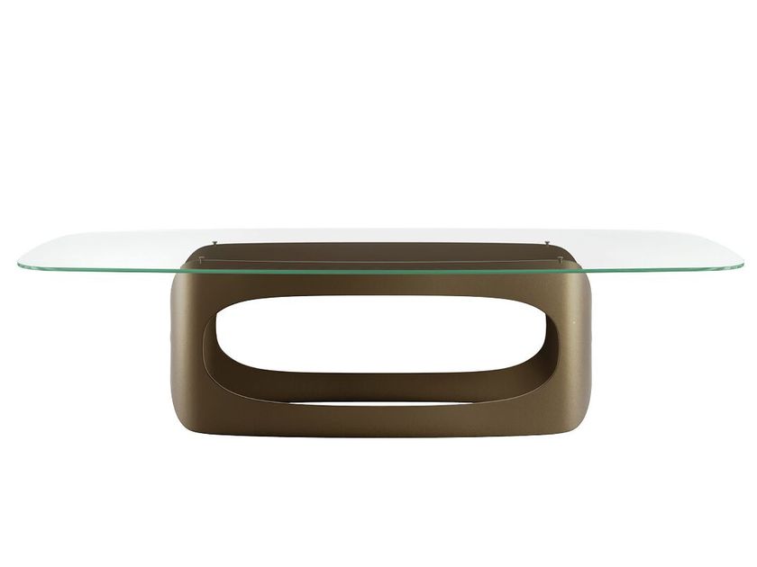 POLIFEMO Tavolo con base in metallo verniciato e piano in cristallo By ...