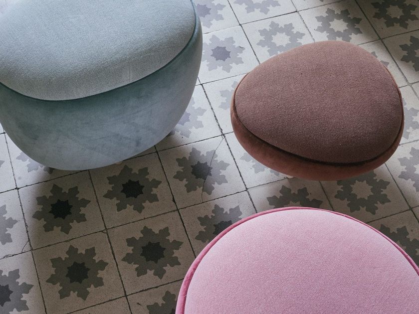 Upholstered fabric pouf EGG PEBBLES By Gancedo design Helena Rohner