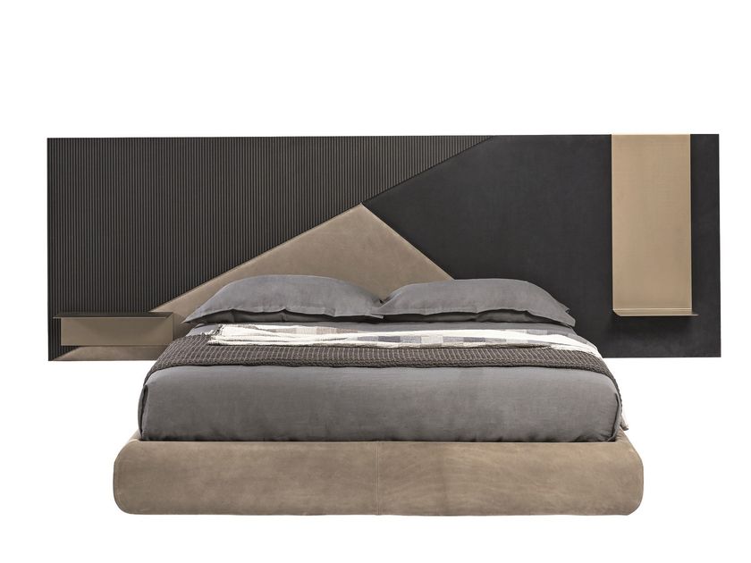 EGO Leather double bed with high headboard By Shake | design Andrea Zonta