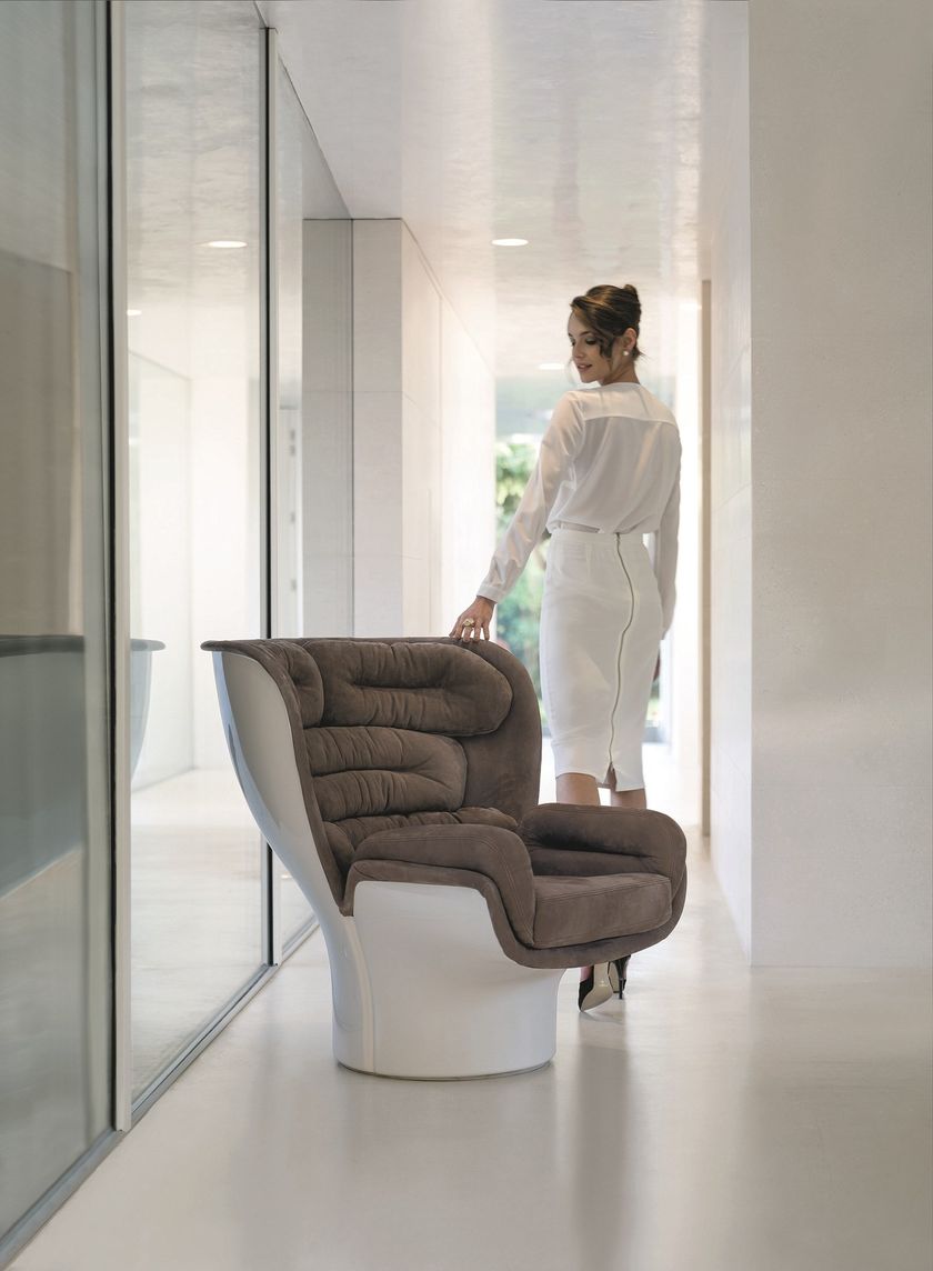 Swivel leather armchair ELDA By Longhi design Joe Colombo
