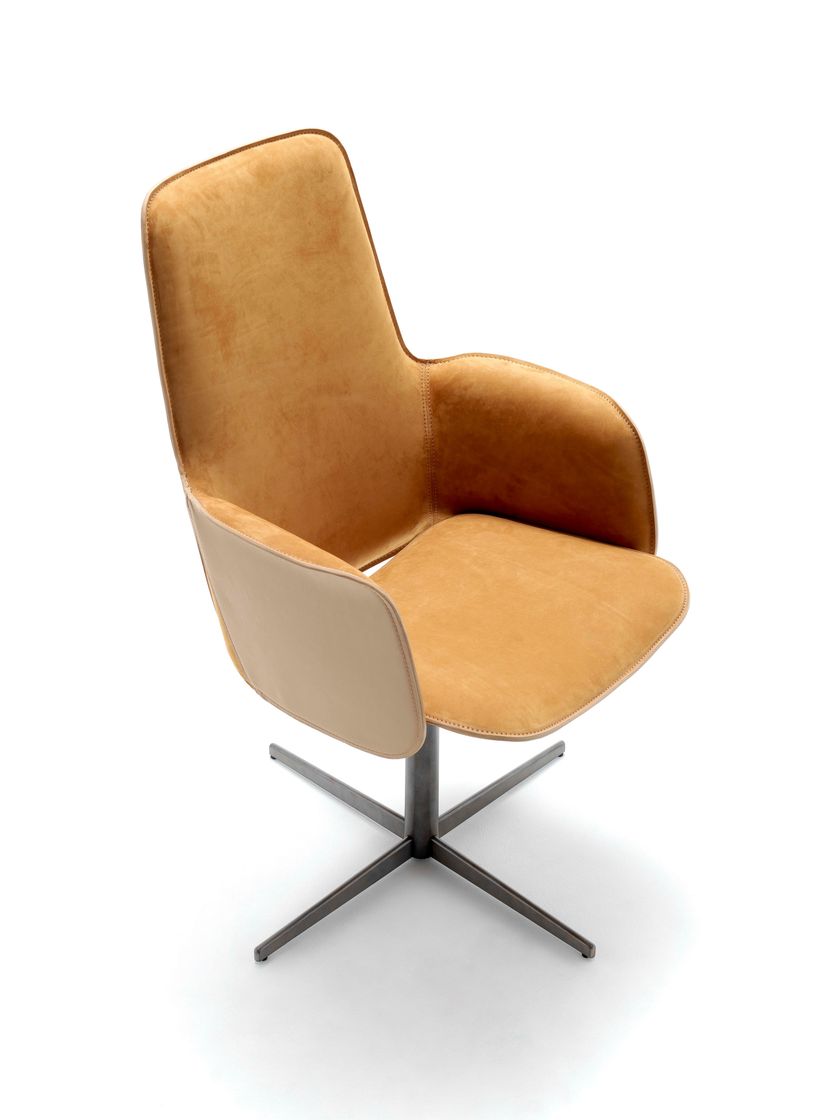 ELECTA TALL | Chair with 4-spoke base Leather chair with 4-spoke base ...
