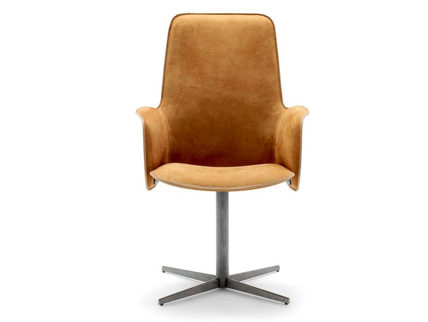 ELECTA TALL | Chair with 4-spoke base Leather chair with 4-spoke base ...