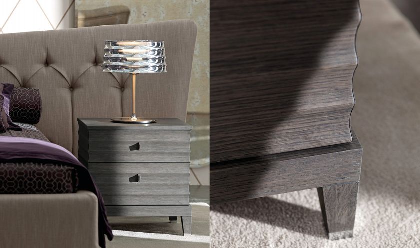 ELETTRA Rectangular wooden bedside table with drawers By OPERA CONTEMPORARY