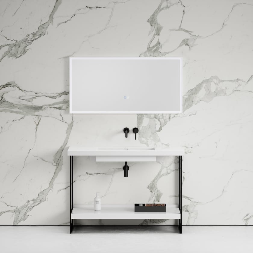 ELIXIR Rectangular wall-mounted mirror with integrated lighting By LUSSO