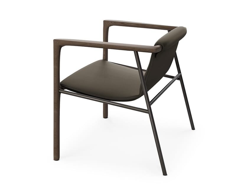 Upholstered leather easy chair with armrests ELLIOT By Collector