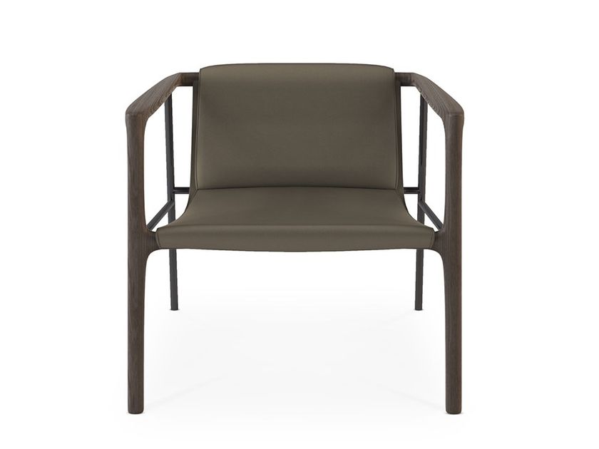 Upholstered leather easy chair with armrests ELLIOT By Collector