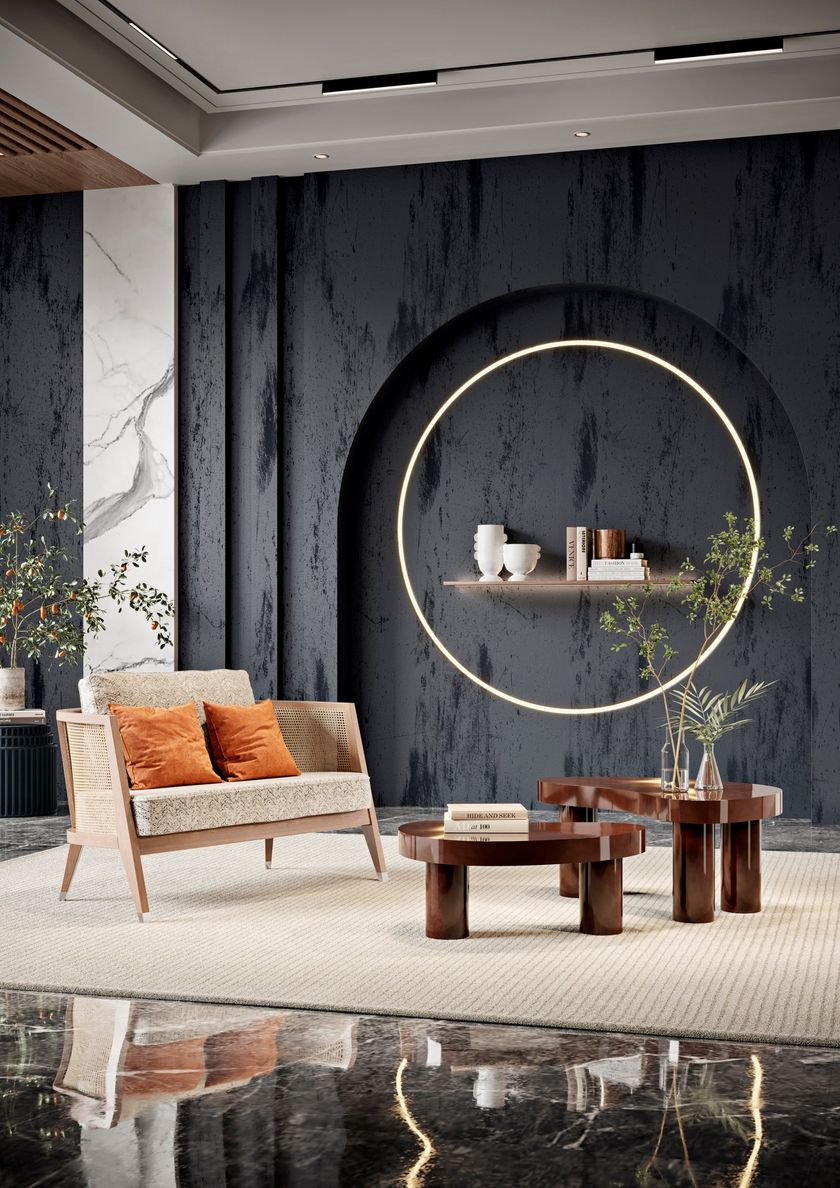 EMILY Rattan and oak small sofa By Salma Furniture