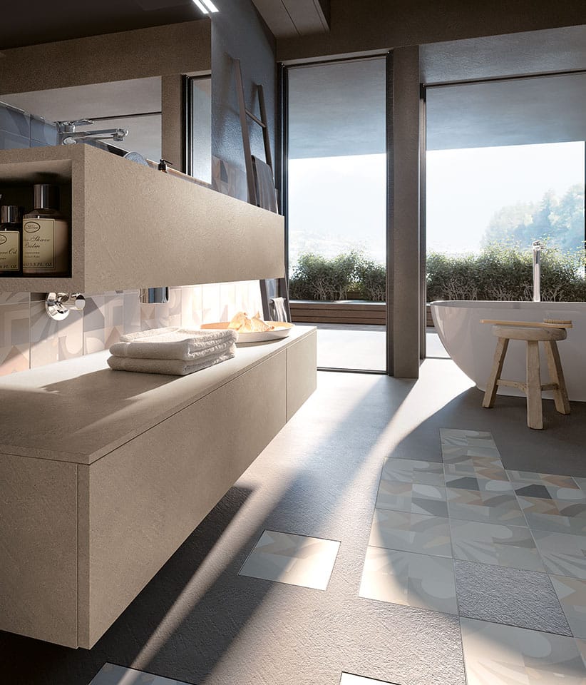 Mobile lavabo sospeso in legno con specchio ESSENZE 03 Collezione ...