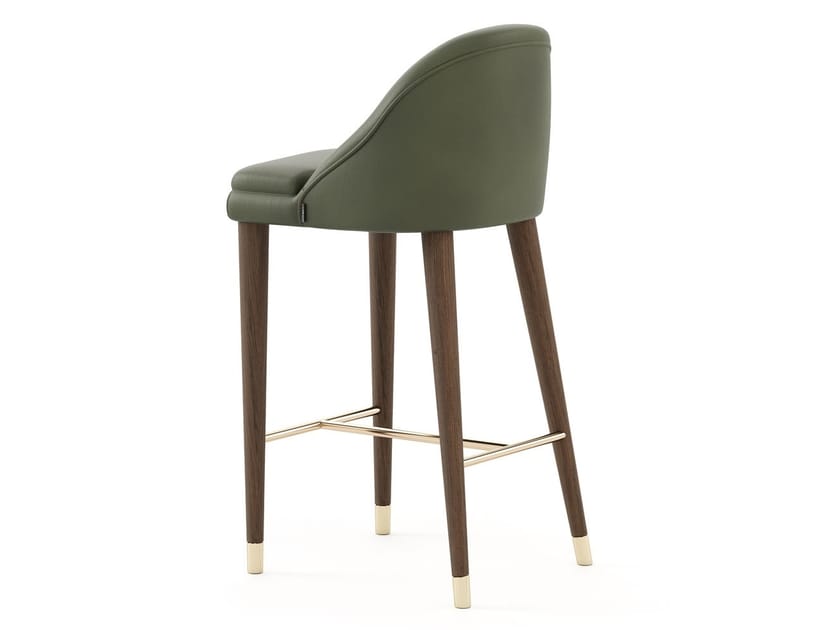 ESTORIL Upholstered leather stool with back By Laskasas