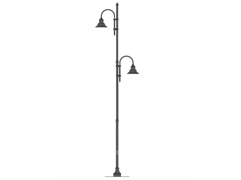 Pole with two staggered light points Street lamp By EUROCOMITALIA
