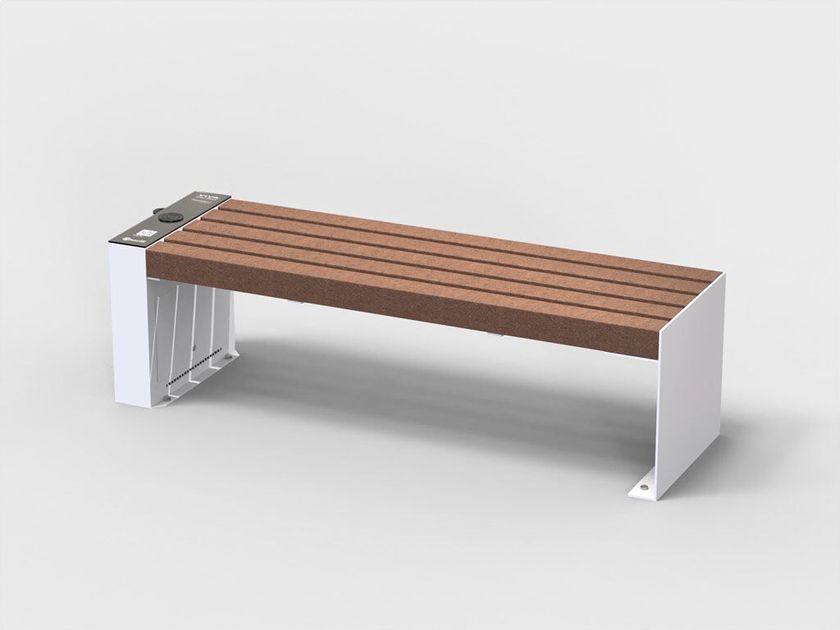 VIVA Modular backless Strongplast and steel bench with wireless ...