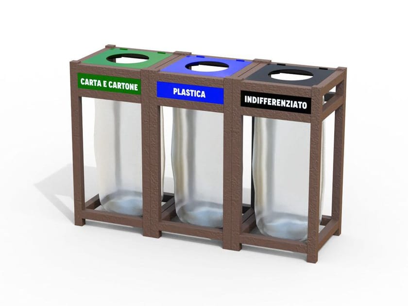 Portarifiuti in Strongplast per raccolta differenziata Cestone triplo ...