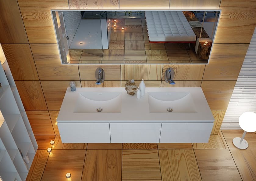 EVOLINE | Double vanity unit Wall-mounted vanity unit with doors By ...