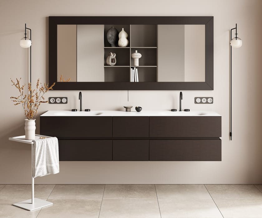 EVOLINE | Double vanity unit Wall-mounted vanity unit with doors By ...