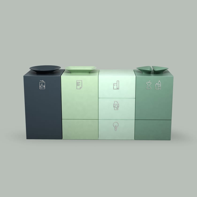 EXHIBIT MDF waste bin for waste sorting By Mizetto | design ADDI