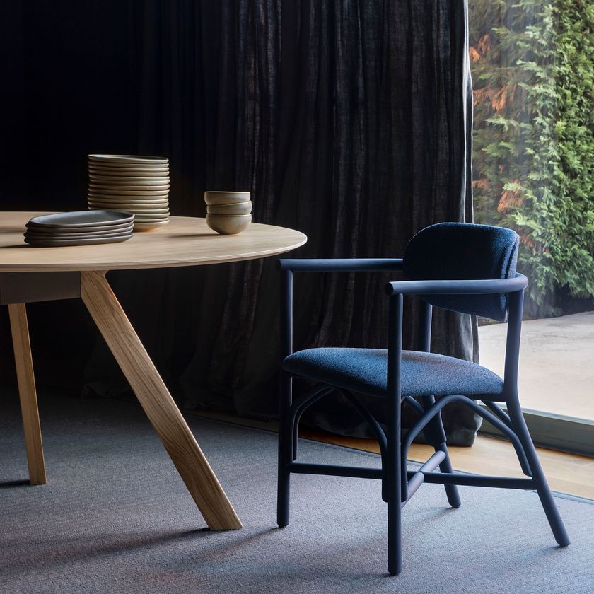 ALTET Open back rattan adn fabric chair By EXPORMIM