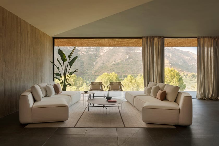 PLUMP Curved 3 seater technical fabric garden sofa By EXPORMIM