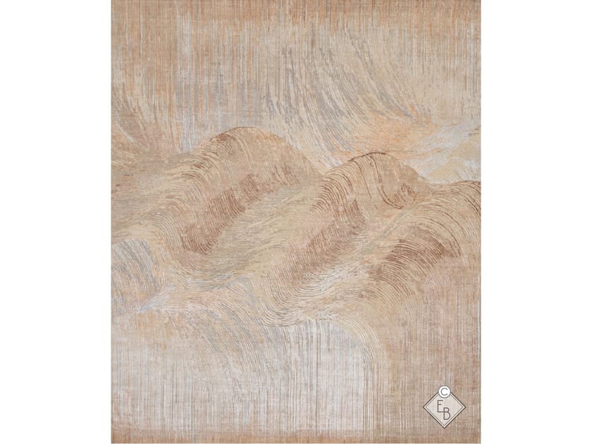 RIPPLE BLUSH Rectangular Bamboo silk and wool rug By Edition Bougainville
