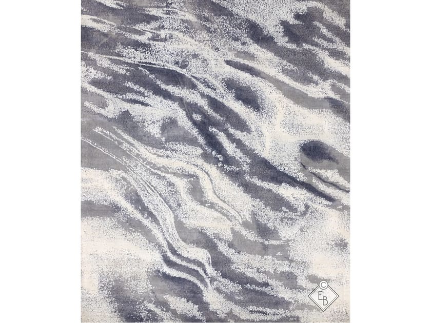 VELOUR NAVY Rectangular silk and wool rug By Edition Bougainville