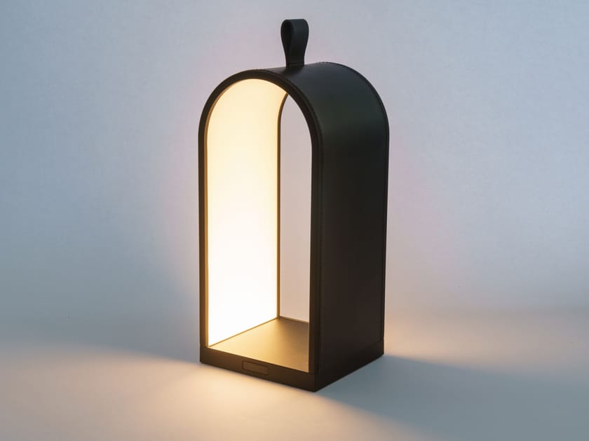 KYTA - BLACK LEATHER LED leather table lamp with USB charging By Emera ...