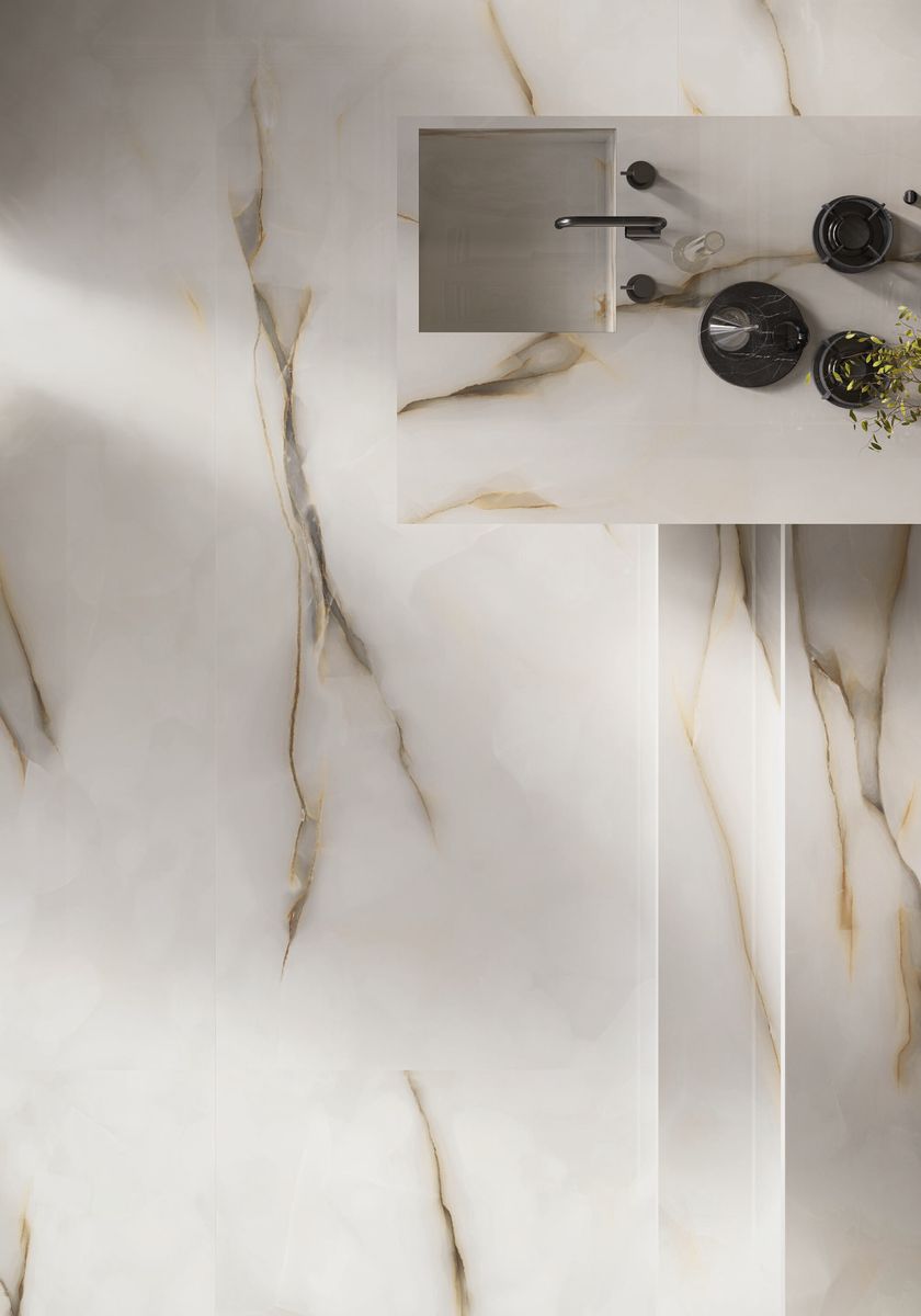 TELE DI MARMO PURE ONYX PERLA Piso By EmilCeramica