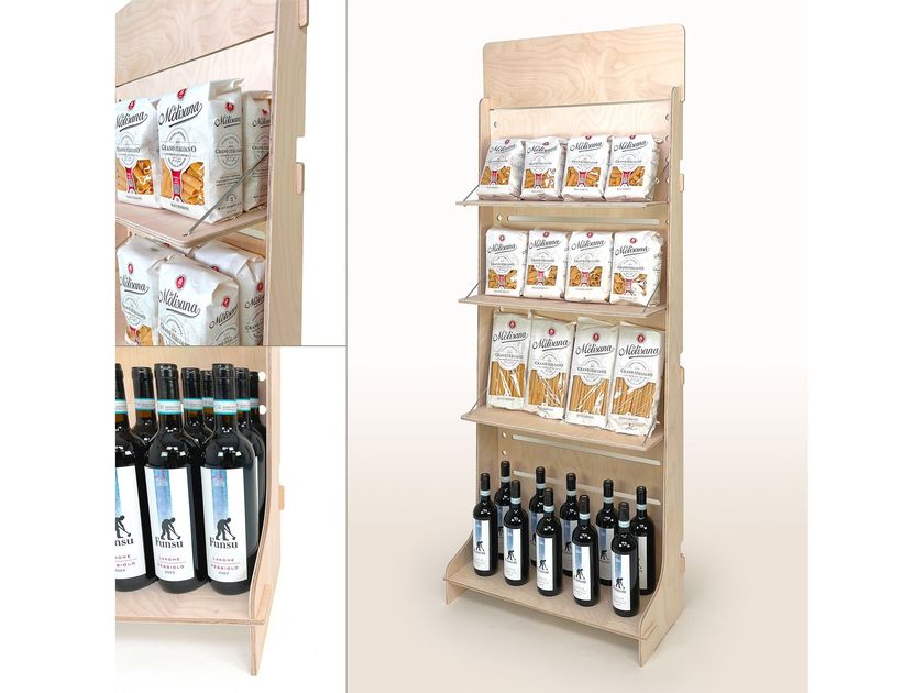 FLEXI 600 Floor-standing wooden display unit By Esposit