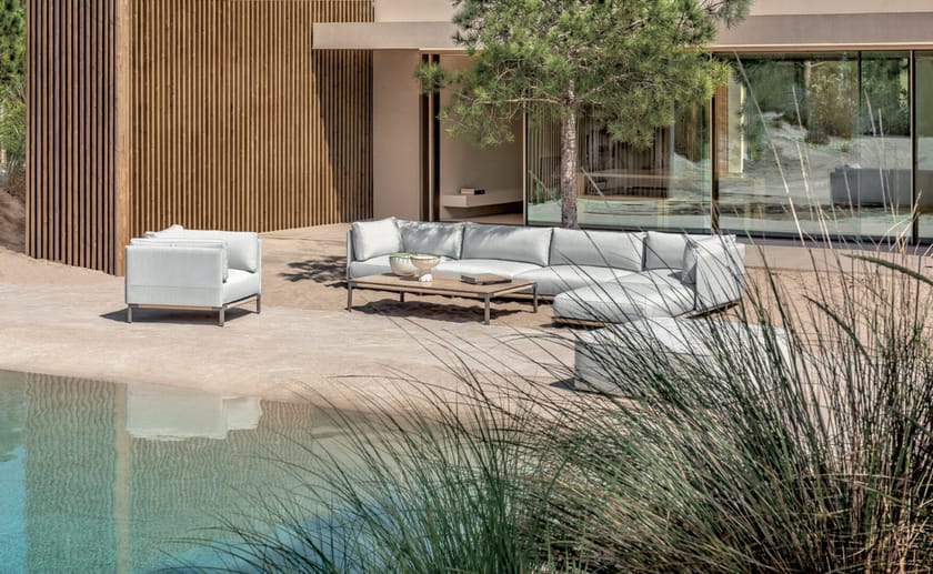 BAIA 3 seater fabric garden sofa By Ethimo | design Christophe Pillet